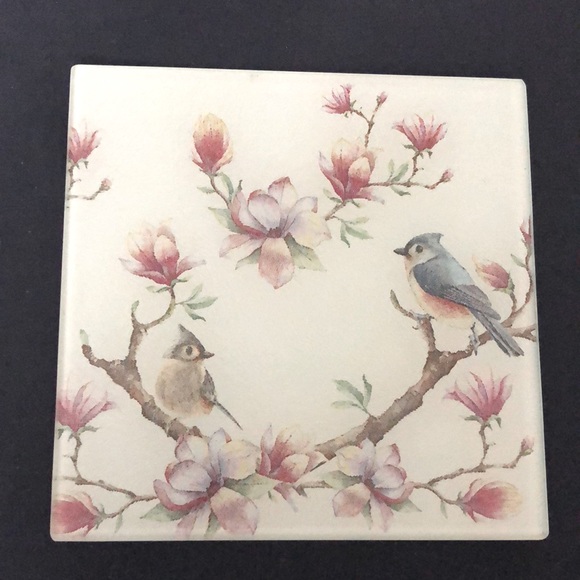 Kitchen | Handmade Blue Bird Sakura Glass Cutting Board Square | Poshmark